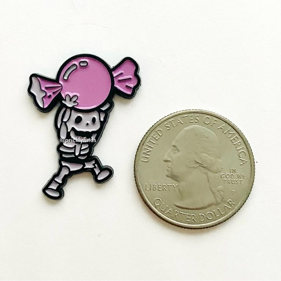 pricklyfinds | Jewelry | 84 Skeleton With Wrapped Candy Enamel Pin ...